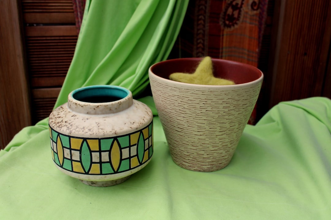 Vases and Flower Pots, Ceramic Scheurich, 1950s Design, West German ...