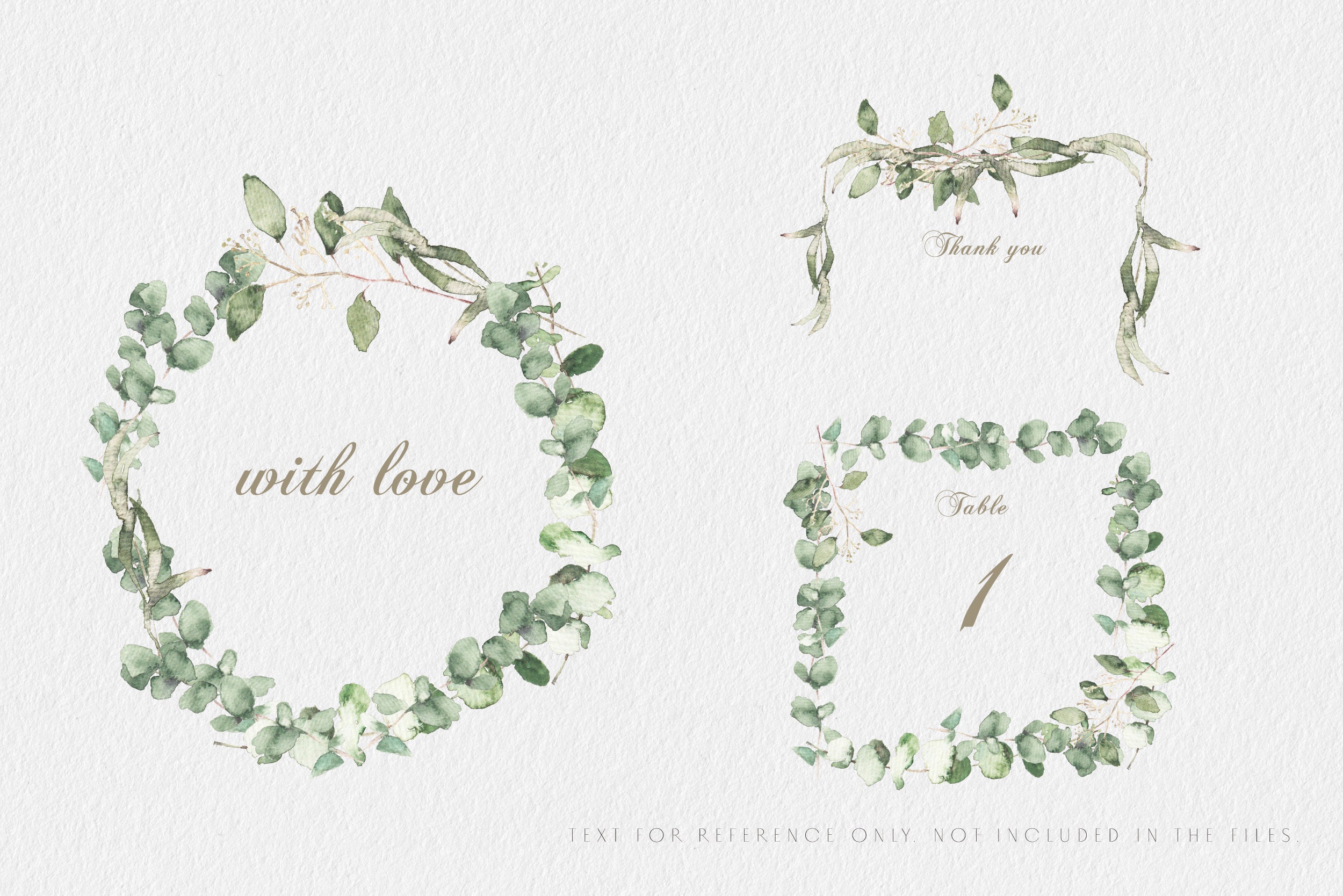 Watercolor Eucalyptus Wreath Clipart Foliage Greenery - Etsy
