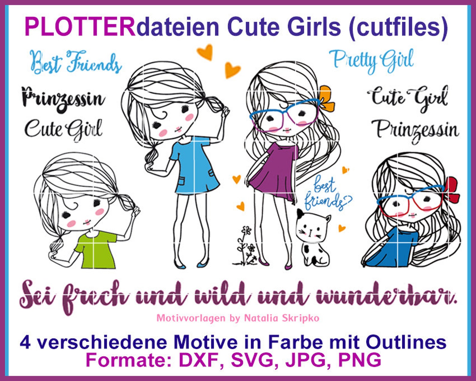 Plotter Files Cutting Plot Cute Girls DXF SVG Plotter Template - Etsy