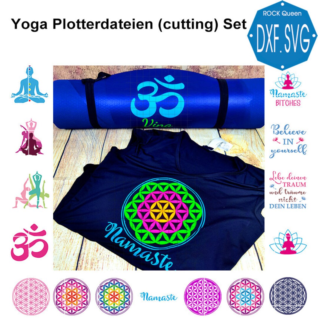 Plotterdateien Yoga Set Blume des Lebens Flower of life Yogi SVG, DXF Plotter Datei - Etsy.de