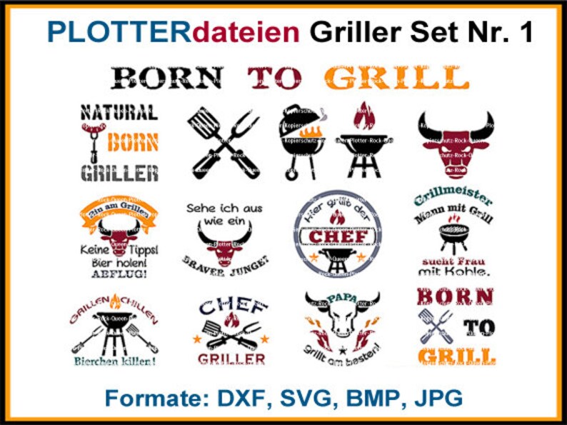 Plotterdatei Schneideplott Griller 1 Cutting Set | Etsy