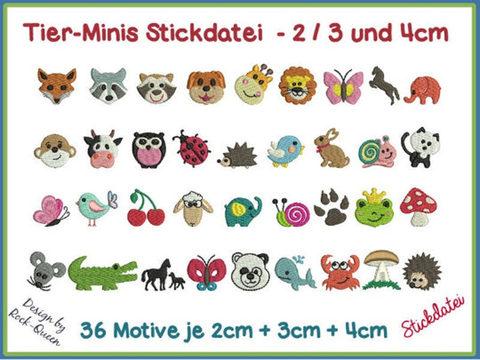 Stickdateien Mini Tiere Minis 108 Dateien Puschen kleine | Etsy