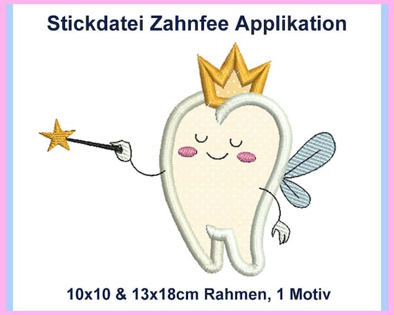 Stickdatei Zahnfee Einzeldatei Zahn Fee Applikation | Etsy