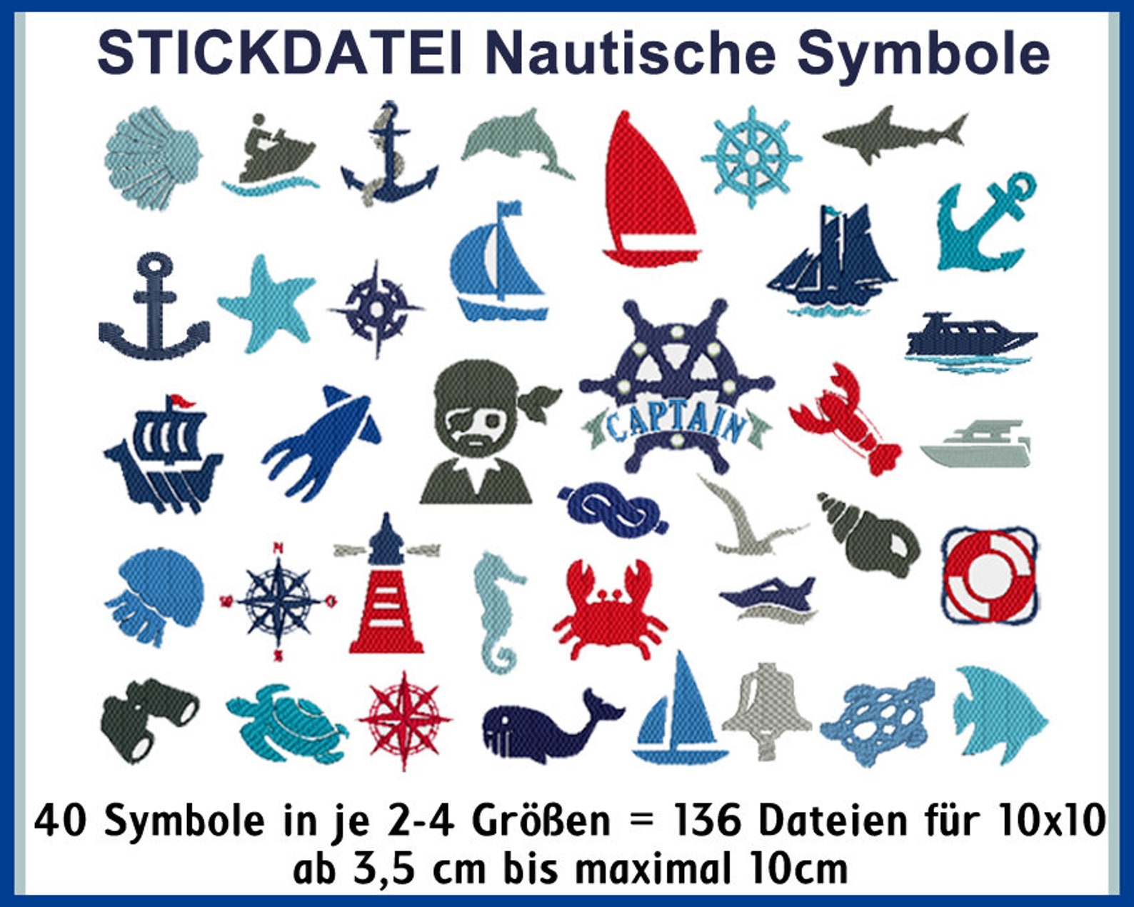 Stickdateien Nautic Icons maritime Symbole, Maritim, Mini Icons, 36 ...
