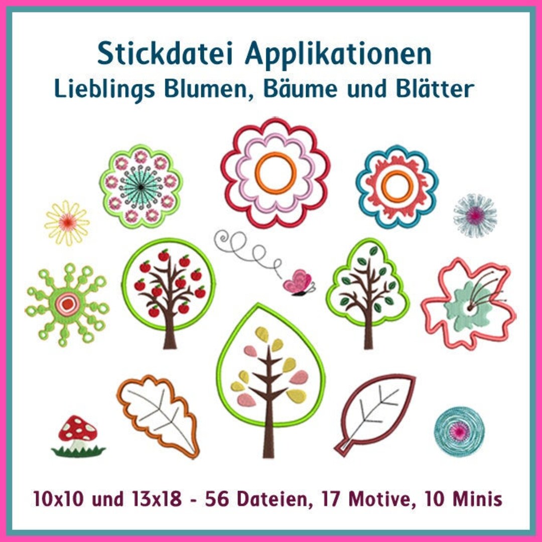Embroidery Files Flowers Trees Leaves Appli, Butterfly, Orchid ...