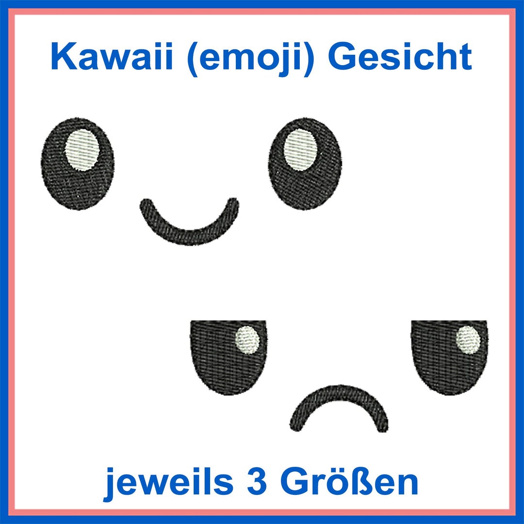 Embroidery File Eyes Mouth, Kawaii, Emoji, Happy and Sad Face, Mouth ...