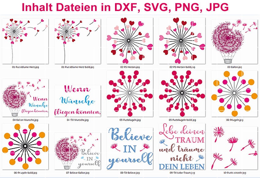 Plotter Files Pusteblume II Dandelion DXF SVG Cut File - Etsy UK