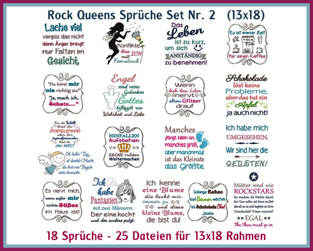 Rock Queens Sayings Set 02: Creative Sayings for Unique Embroidery ...