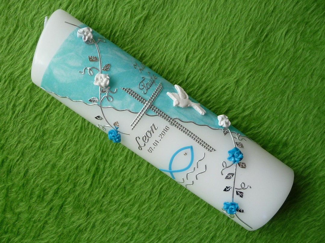 Baptismal Candle Boy, Baptismal Candle Girl, Baptismal Candle Turquoise ...