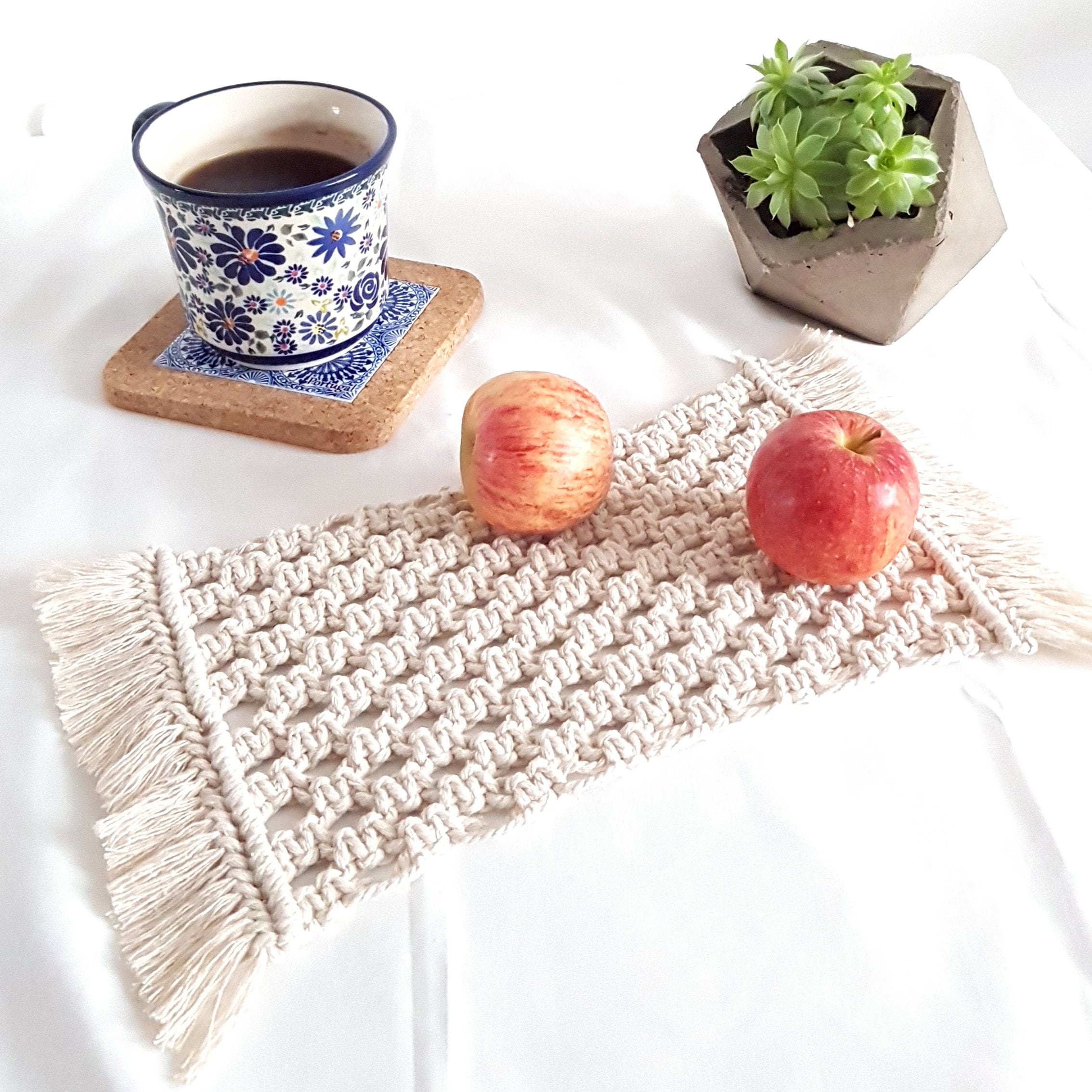 Small Handmade Macrame Table Runner Cotton Table Runner | Etsy