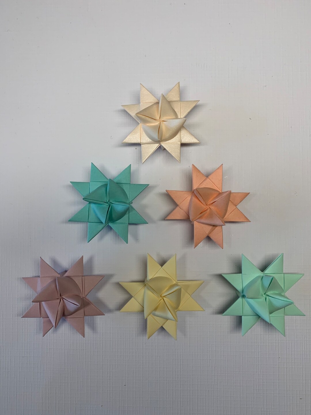 6 Small Froebel Stars Pastel for Hanging With Hole and - Etsy