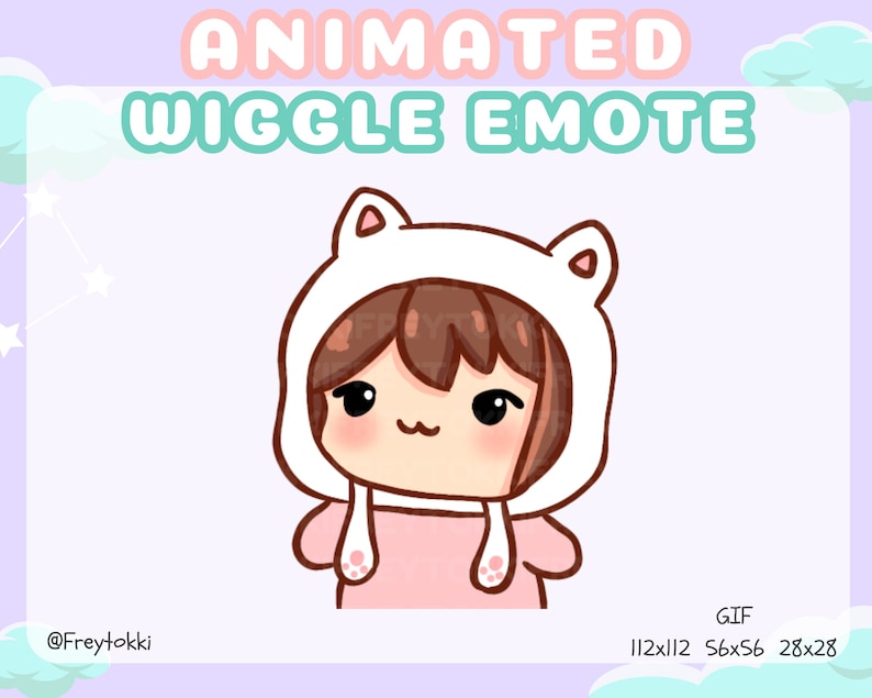 WIGGLE Animated Emote Brown Hair / Pale Skin for Twitch Discord ...