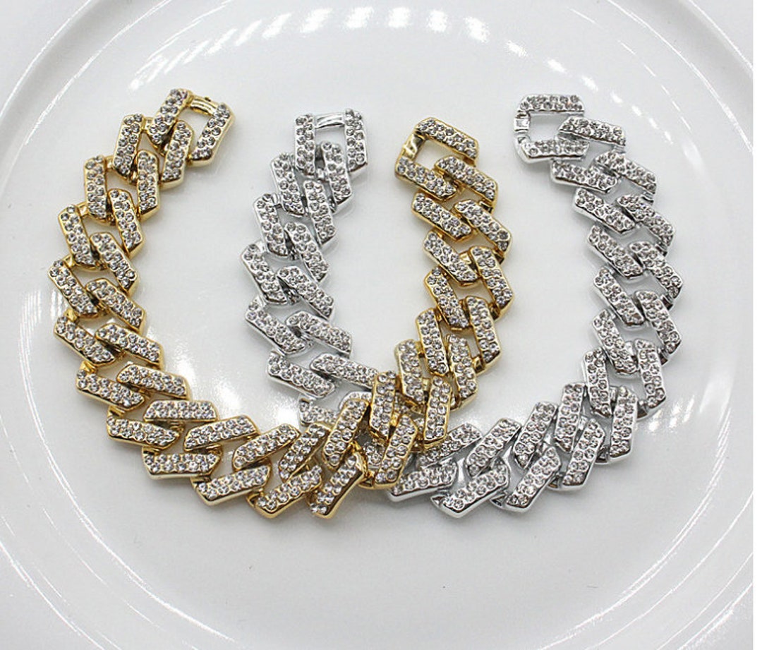 100pcs Rhinestone Acrylic Chain 17x16.5mm Size Links Plastic Curb Chain ...