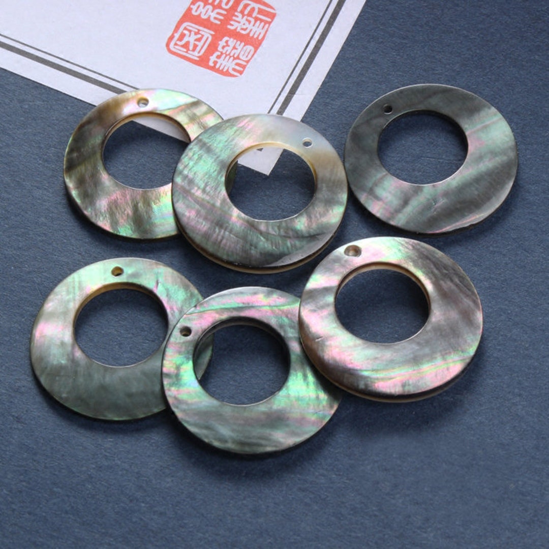 2pcs Circle Ring 25mm Shell Charms Natural Shell Pendant Charm Pendant ...