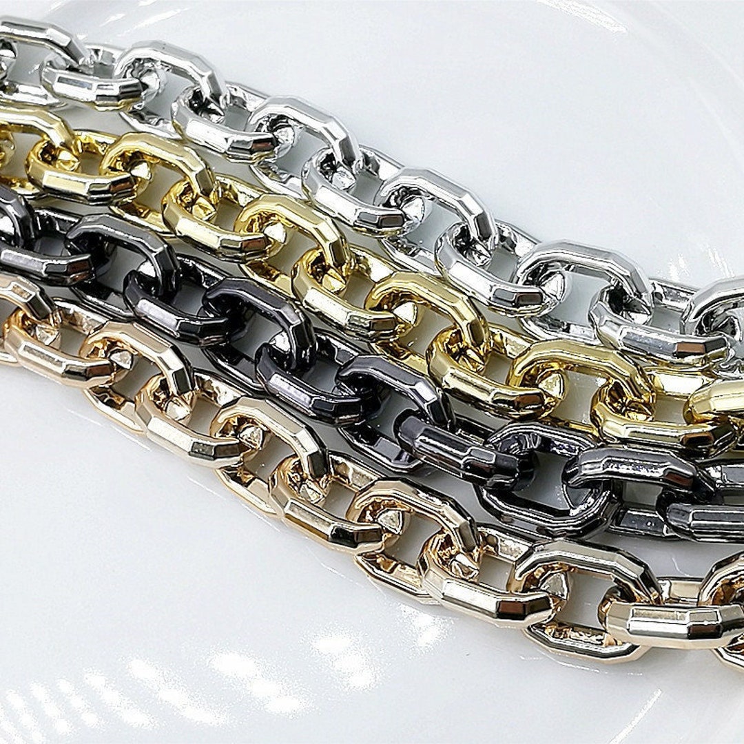 100pcs Acrylic Chain Links Gold Silver Open Link Size 25x18mm Plastic ...