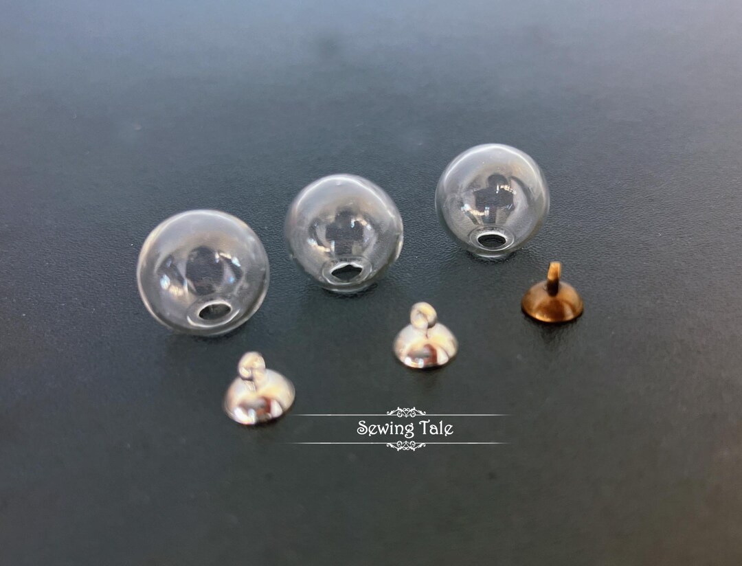 2 Pieces Mini Empty Glass Ball Bottles Pendant Charms Vials Wish ...