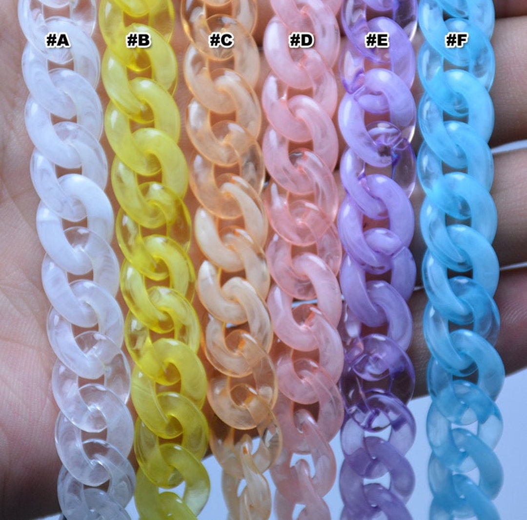 60pcs Translucent Acrylic Chain Oval Links 15x11mm Plastic Curb Chain ...