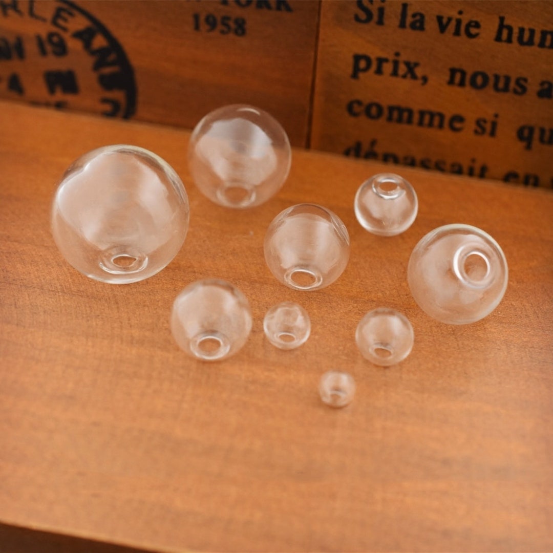 5 Pieces Mini Empty Glass Ball Bottles Pendant Charms Vials Wish ...