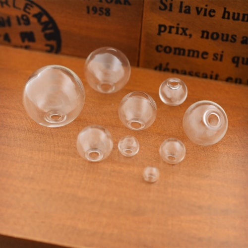 5 Pieces Mini Empty Glass Ball Bottles Pendant Charms Vials - Etsy