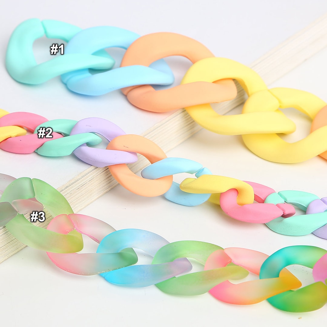 10pcs Mixed Color Acrylic Chain Links Plastic Open Links Matte Necklace ...