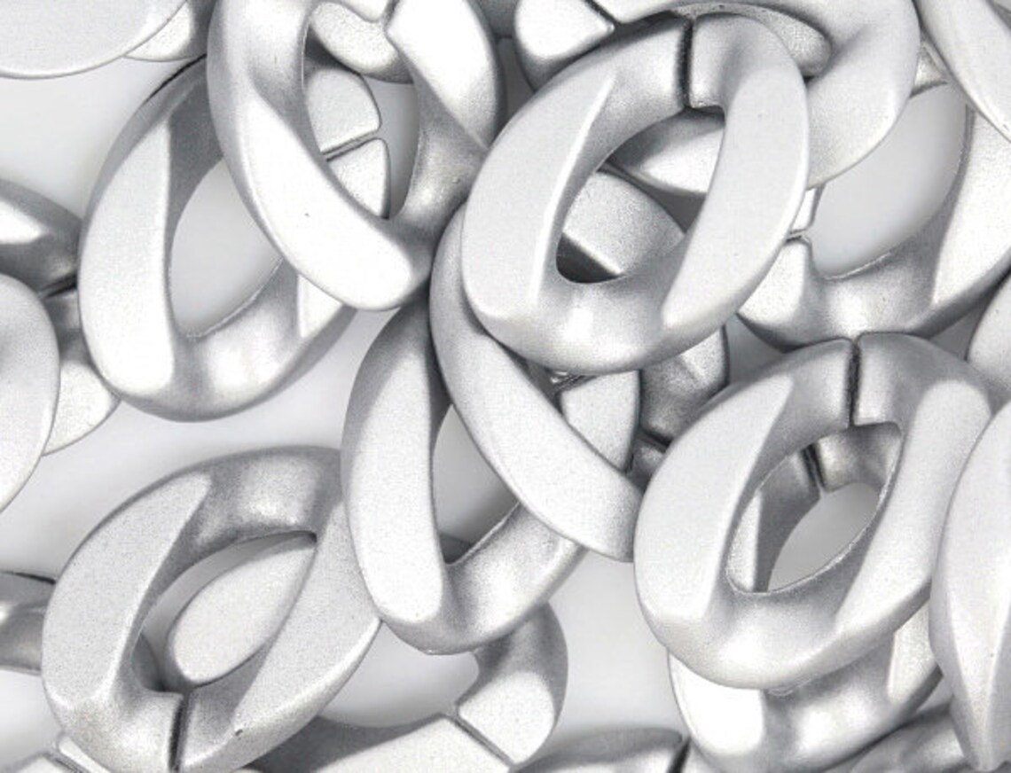 100pcs Matt Silver Acrylic Chain Links Open Link Size - Etsy