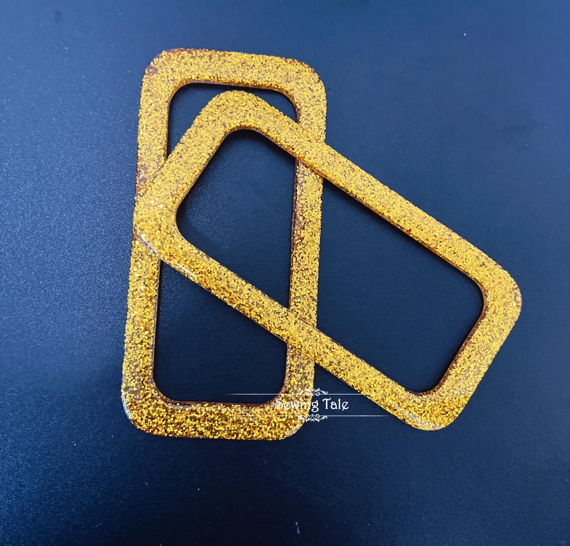 A Pair of Gold Glitter Acrylic Rectangular Purse Handles Resin Handbag ...