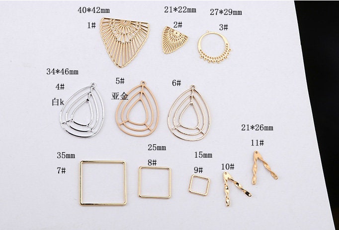 10pcs Gold Geometric Pendant Charm Earring Charms Unique - Etsy