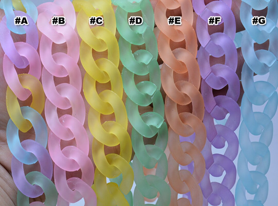 25pcs Iridescent Acrylic Chain Links 20x30mm Translucent Plastic Open ...