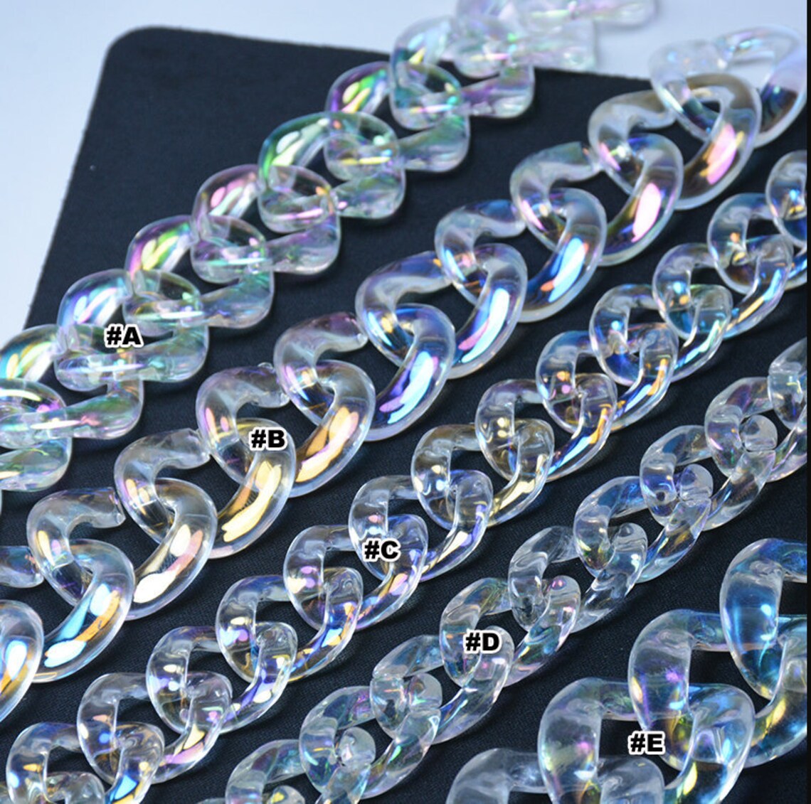 Clear AB Acrylic Chain Links Open Link Size Plastic Chain Links Chunky ...