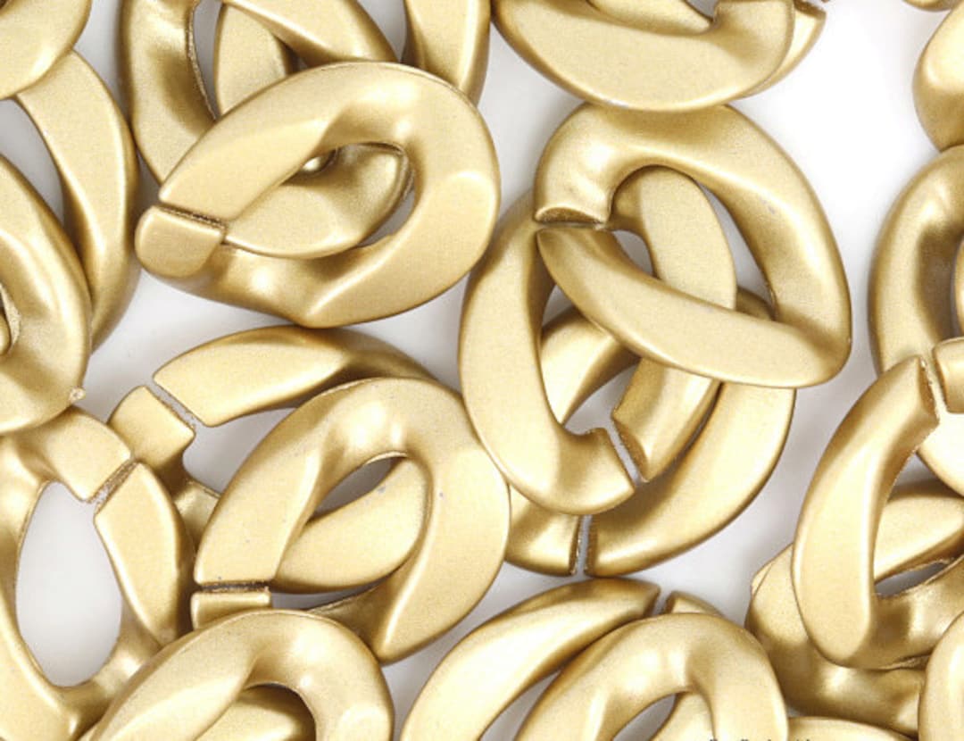 100pcs Matt Gold Acrylic Chain Links Open Link Size 23mmx17mm Plastic ...