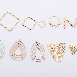 10pcs Gold Geometric Pendant Charm Earring Charms Unique Pendants Link ...