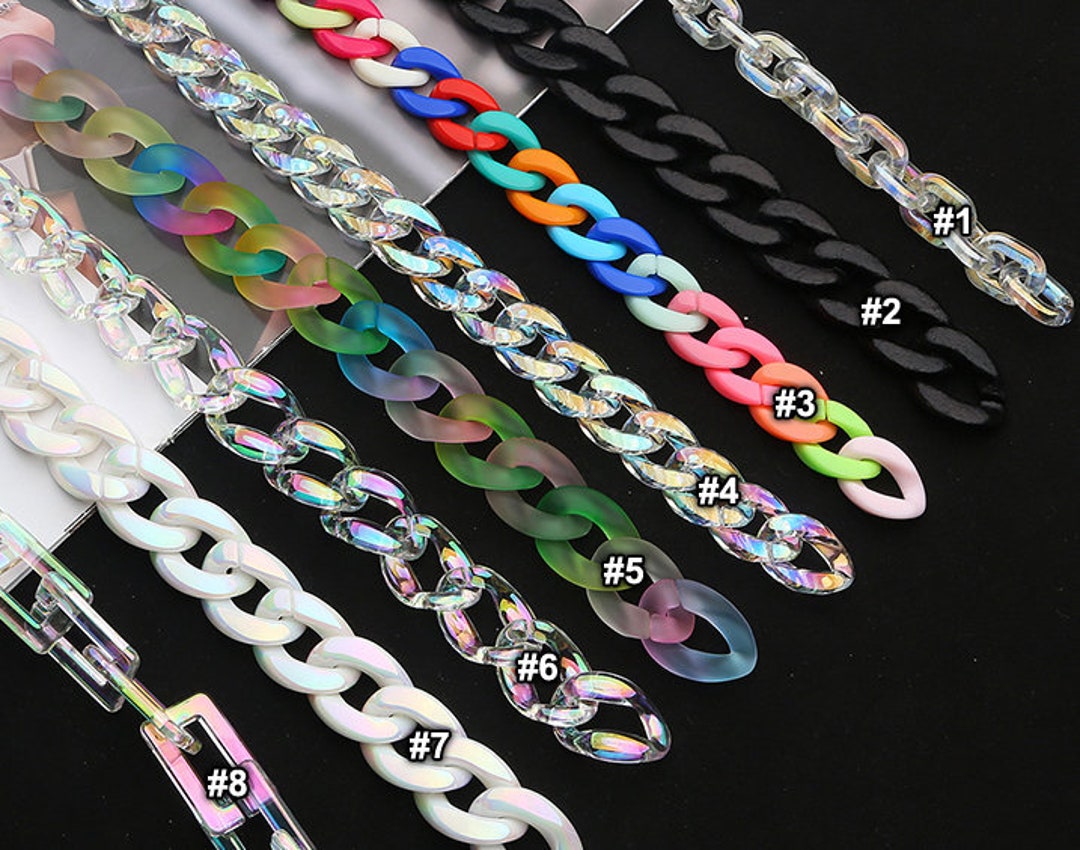 10pcs Mixed Color Acrylic Chain Links Plastic Open Links Matte Necklace ...