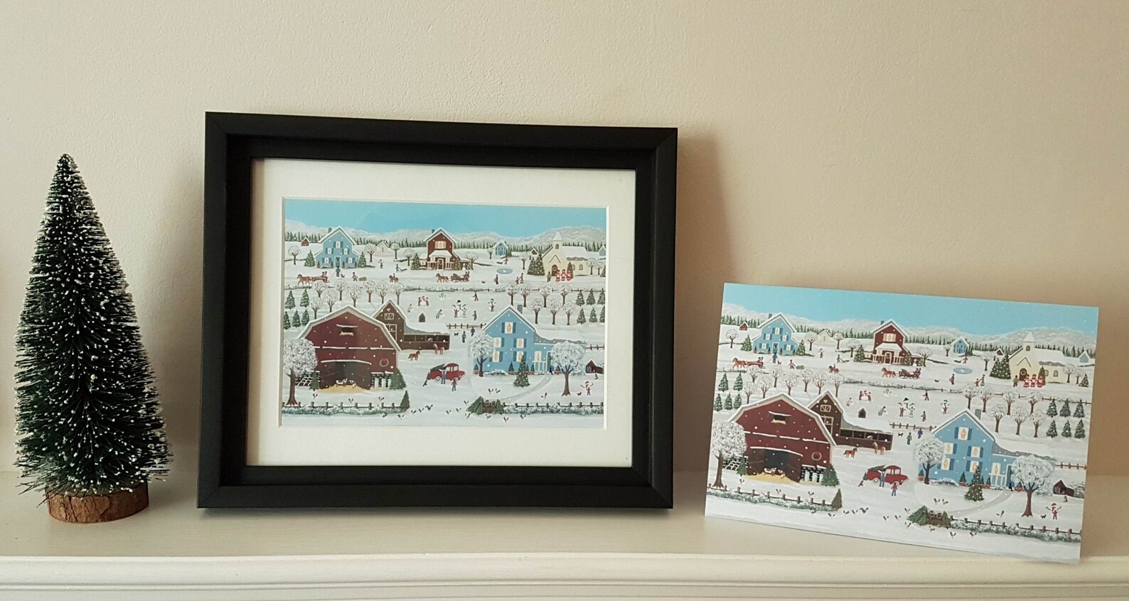 Print: Folk Art winter at Cherry Tree Farm - Etsy