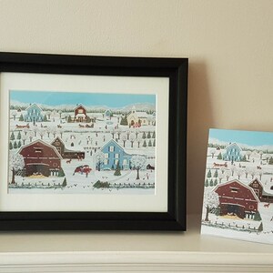 Print: Folk Art winter at Cherry Tree Farm - Etsy