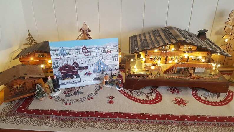 Print: Folk Art winter at Cherry Tree Farm - Etsy