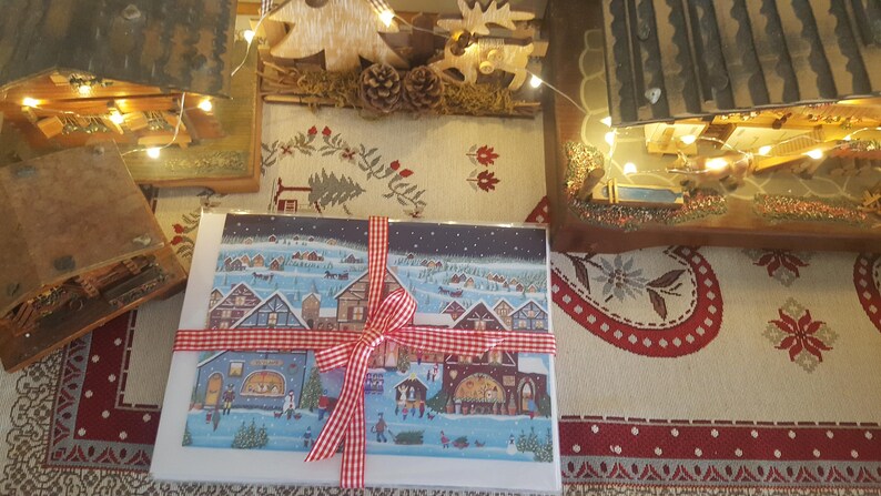 Print: Folk Art winter at Cherry Tree Farm - Etsy