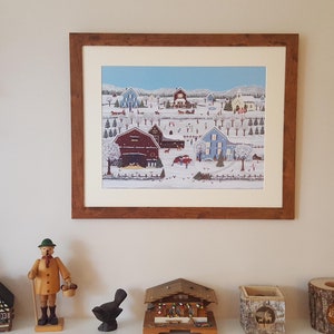 Print: Folk Art winter at Cherry Tree Farm - Etsy