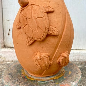 Terracotta Sea Turtle Vase-8 Inch, Rose Bud Vase, Floral Arrangement ...