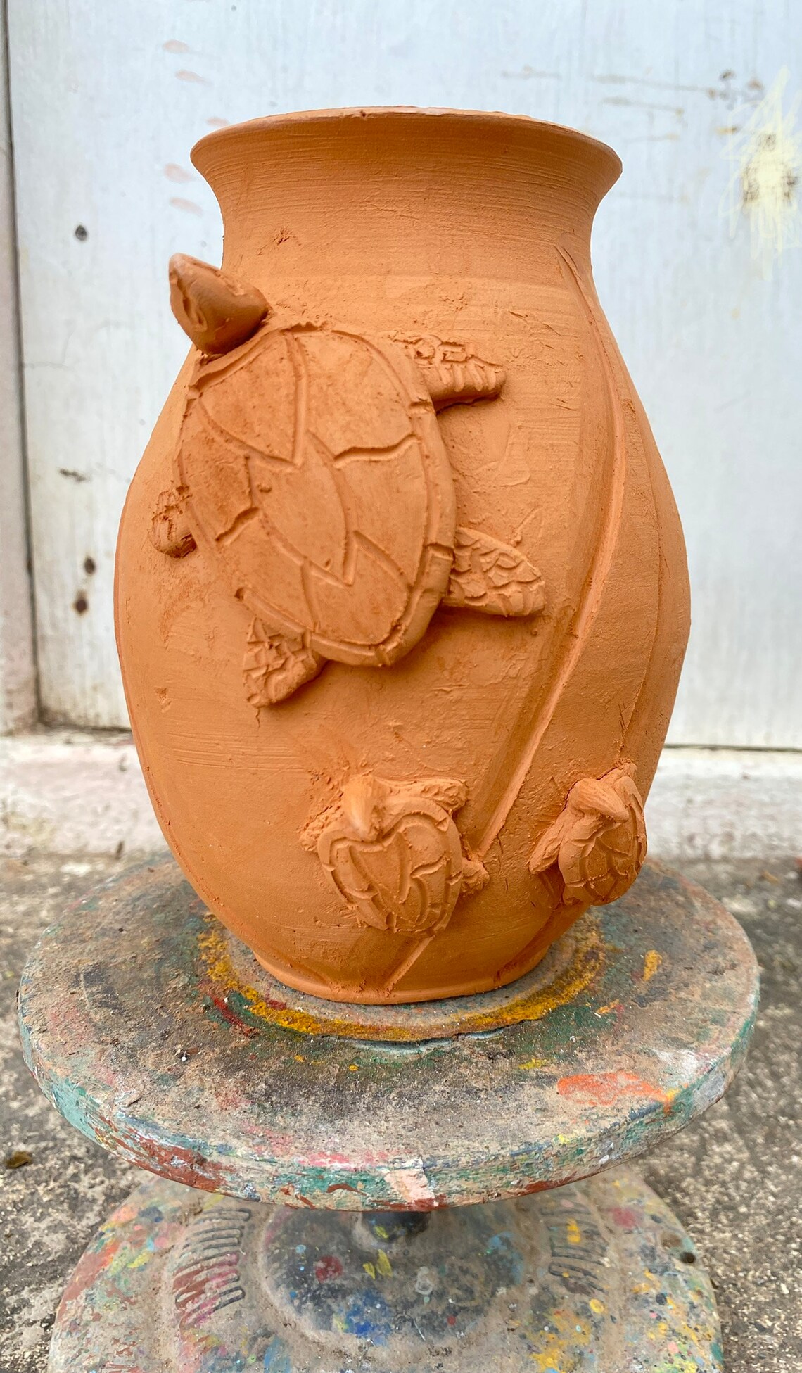 Terracotta Sea Turtle Vase-8 Inch Rose Bud Vase Floral - Etsy