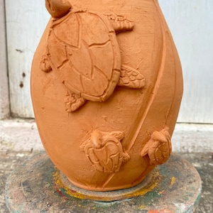 Terracotta Sea Turtle Vase-8 Inch, Rose Bud Vase, Floral Arrangement ...