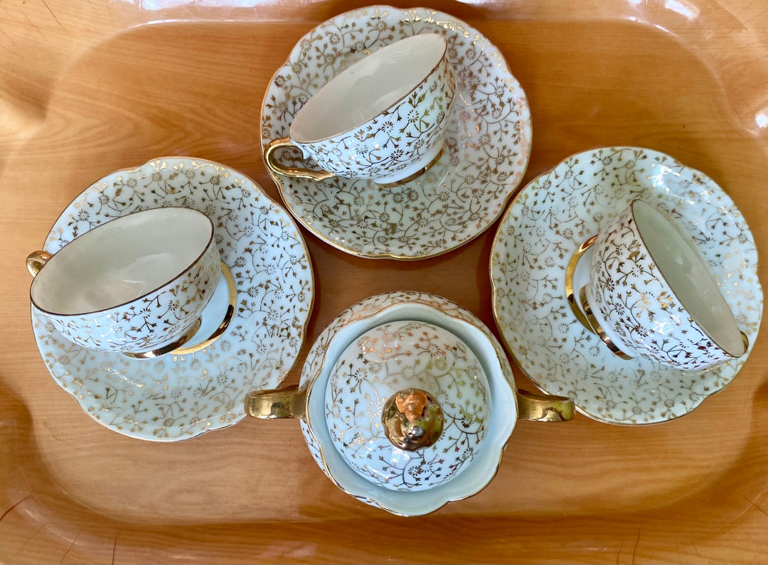 MINIATURE TEA SET | Vintage Mini Porcelain Tea Set for Three, Tea Cup ...