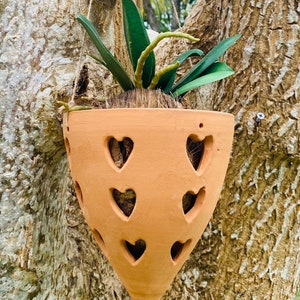 Terracotta Hanging Planter for Plants, Hanging Orchid Pot. Heart Shape ...