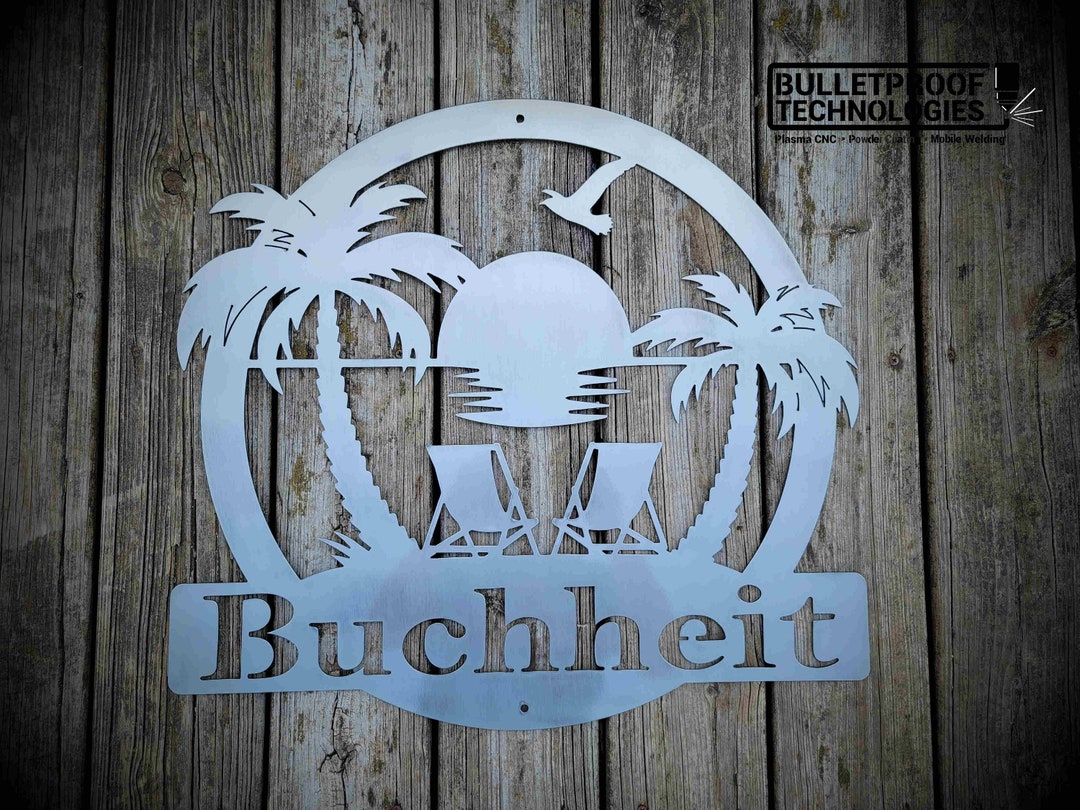 Sunset Beach Monogram Sign-metal Sign - Etsy