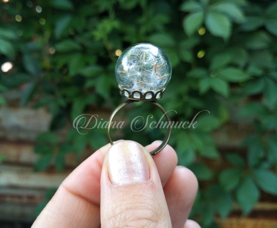 Real dandelion ring dandelion flower ring wish ring gift | Etsy