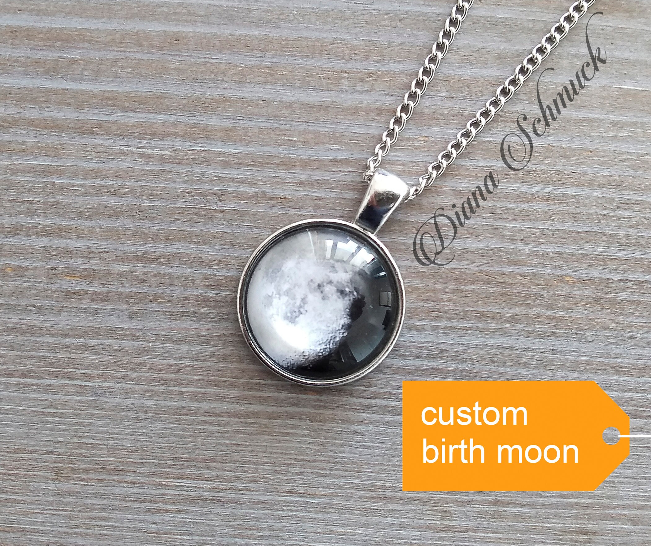 Custom Birth Moon Phase Necklace, Custom Moon, Moon Necklace ...