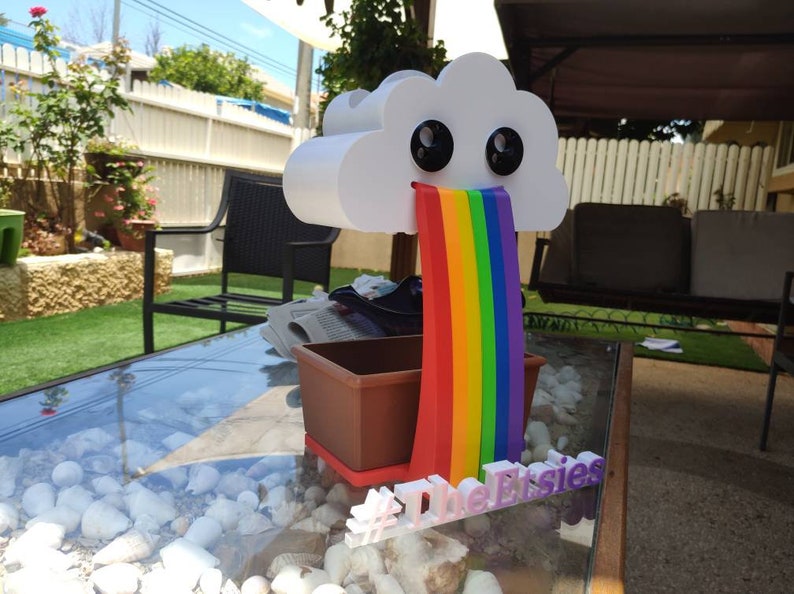 Rainbow Puking Cloud Cute Kawaii Duo Planter - Etsy