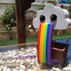 Rainbow Puking Cloud Cute Kawaii Duo Planter - Etsy