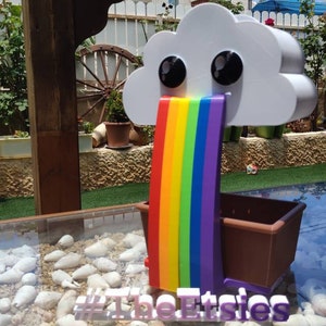 Rainbow Puking Cloud Cute Kawaii Duo Planter - Etsy