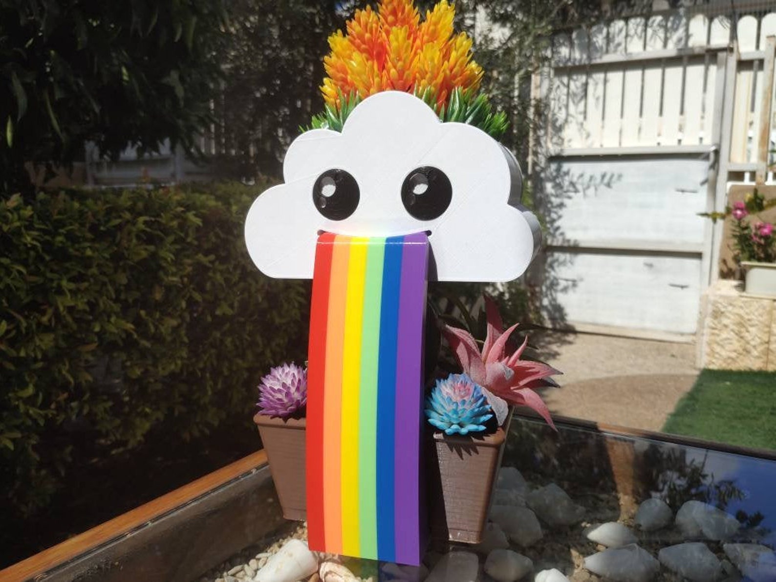 Rainbow Puking Cloud Cute Kawaii Duo Planter | Etsy