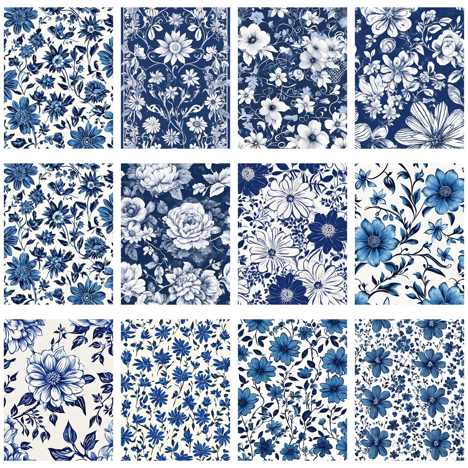 50 Unique Floral Images, Digital Paper, PDF, PNG, Paper Crafts, Special ...